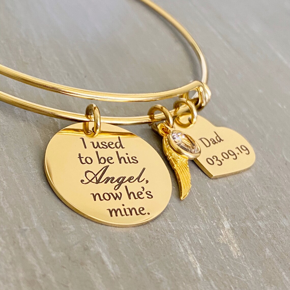 Yellow Gold Personalized Engraved Memorial Bracelet Loss of a | Etsy