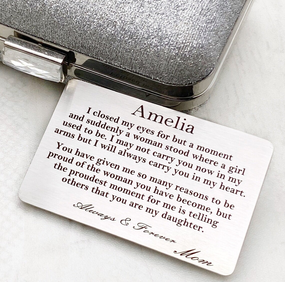 Silver Engraved Wallet Card Personalized Gifts for Daughter - Etsy