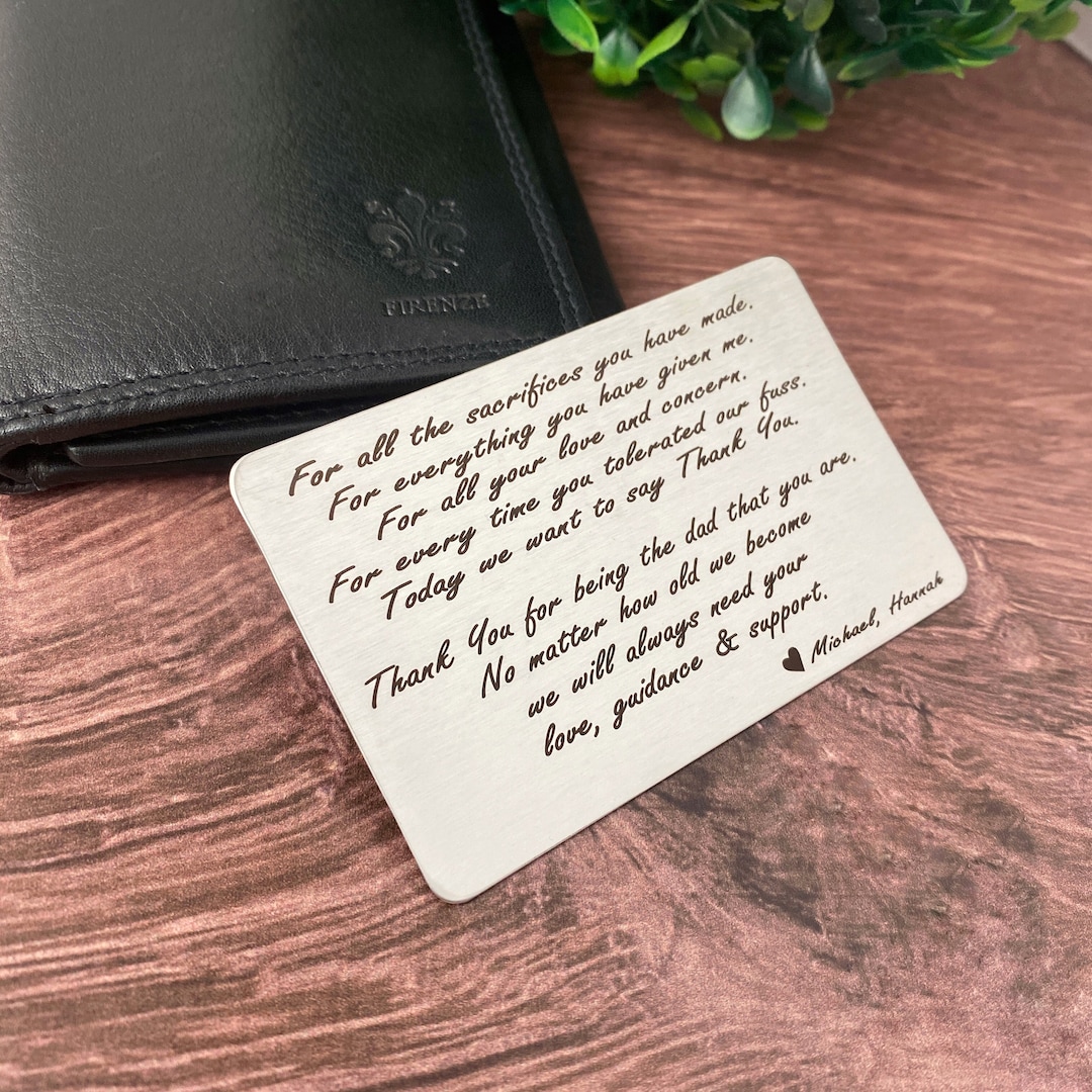 Engraved Metal Wallet Card, Birthday Gift for Dad, Love Letter Wallet ...