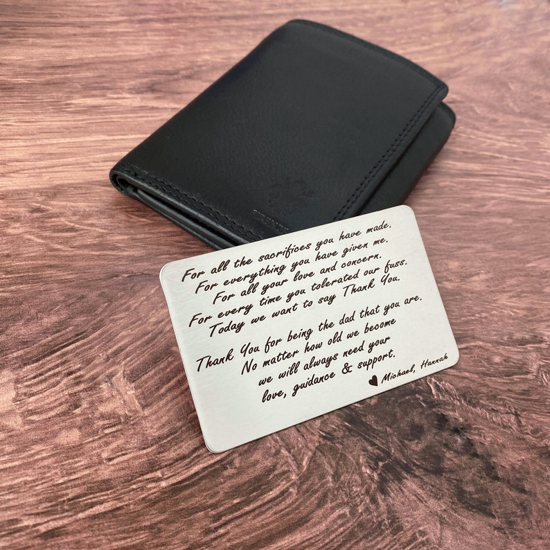 Engraved Metal Wallet Card, Birthday Gift for Dad, Love Letter Wallet ...