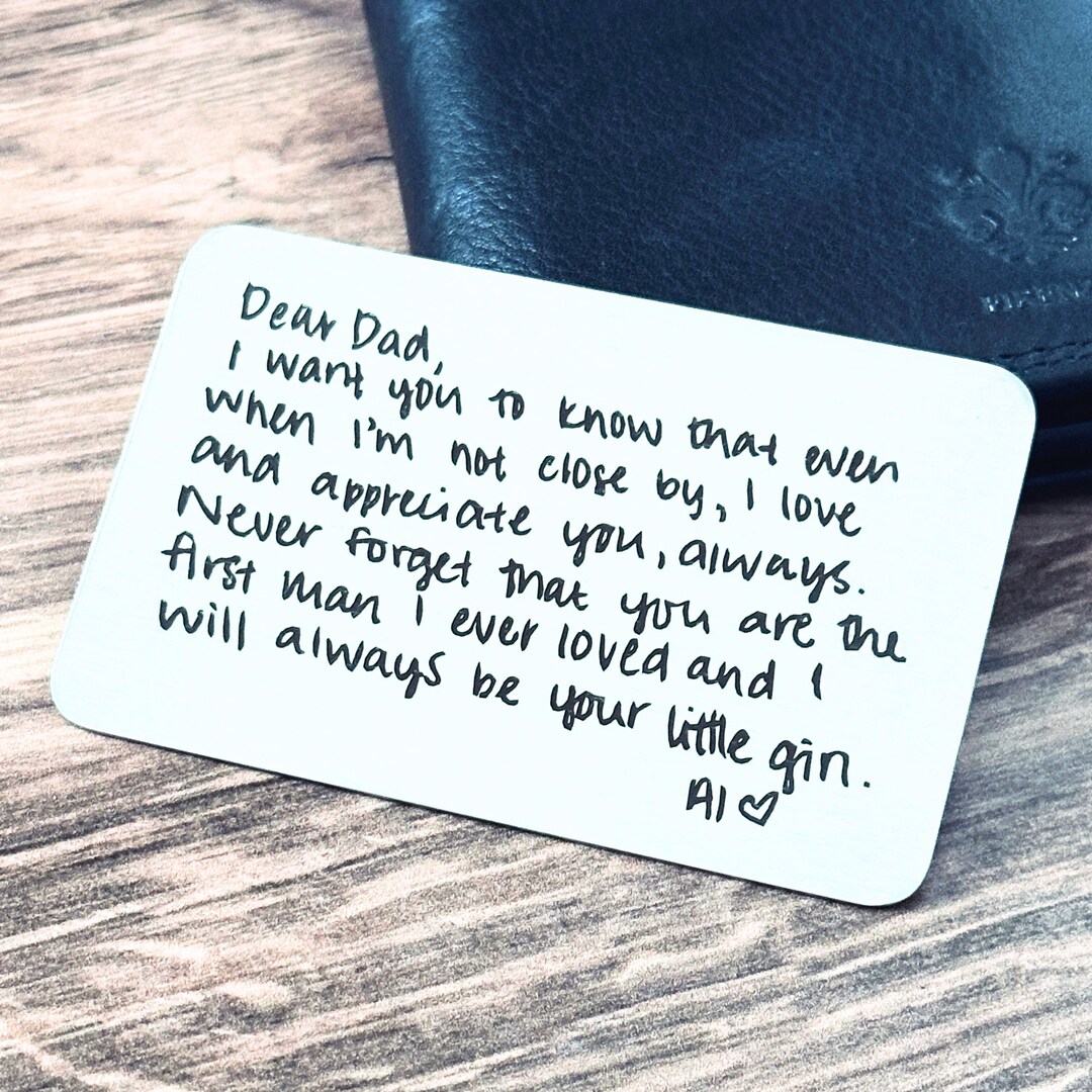 Personalized Handwriting Stainless Steel Wallet Card, Father's Day Gift ...