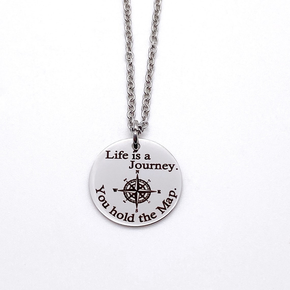 Compass Necklace Compass Jewelry Personalized Silver Etsy
