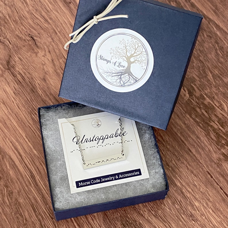 Morse Code unstoppable Bar Necklace Gift for Her - Etsy