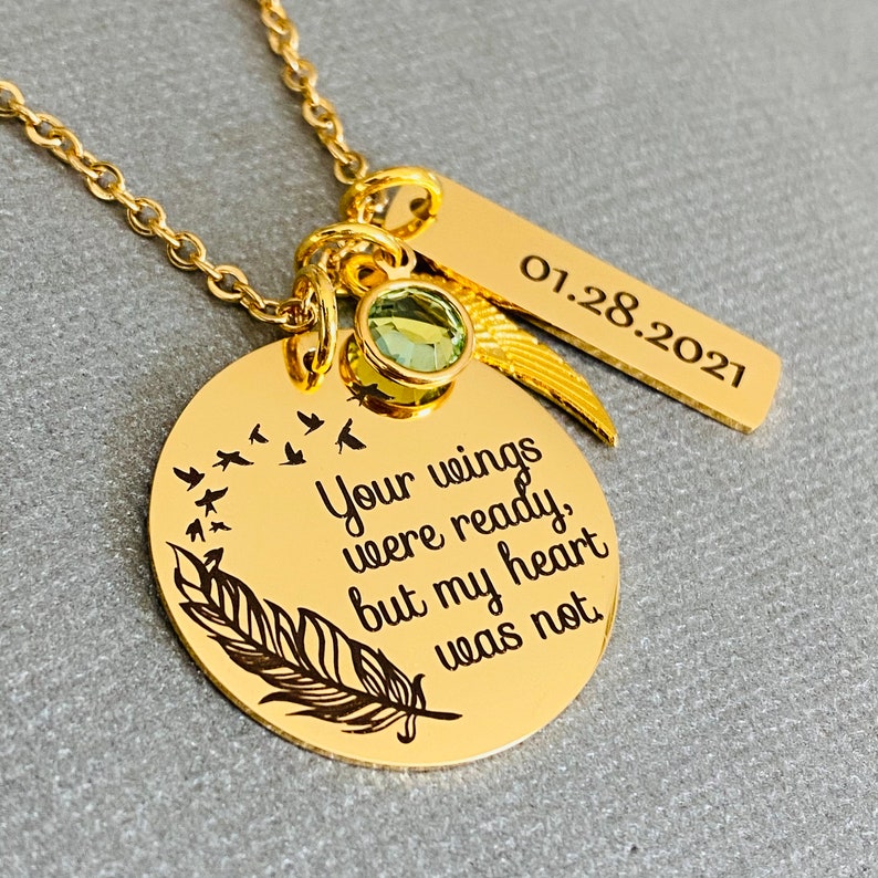Yellow Gold Memorial Jewelry Engraved Necklace Sympathy Gift - Etsy