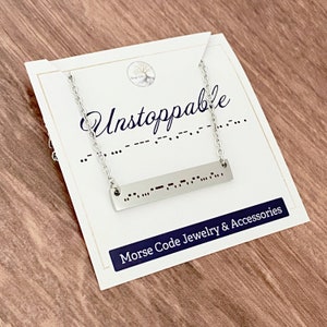 Morse Code unstoppable Bar Necklace Gift for Her - Etsy