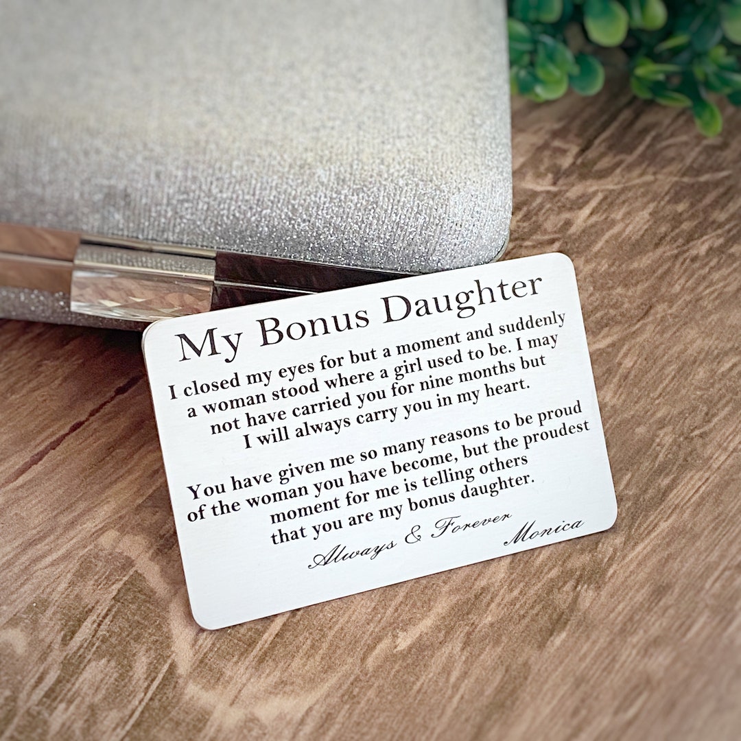 Personalized Bonus Daughter Gift: Engraved Stainless Steel Wallet Card ...