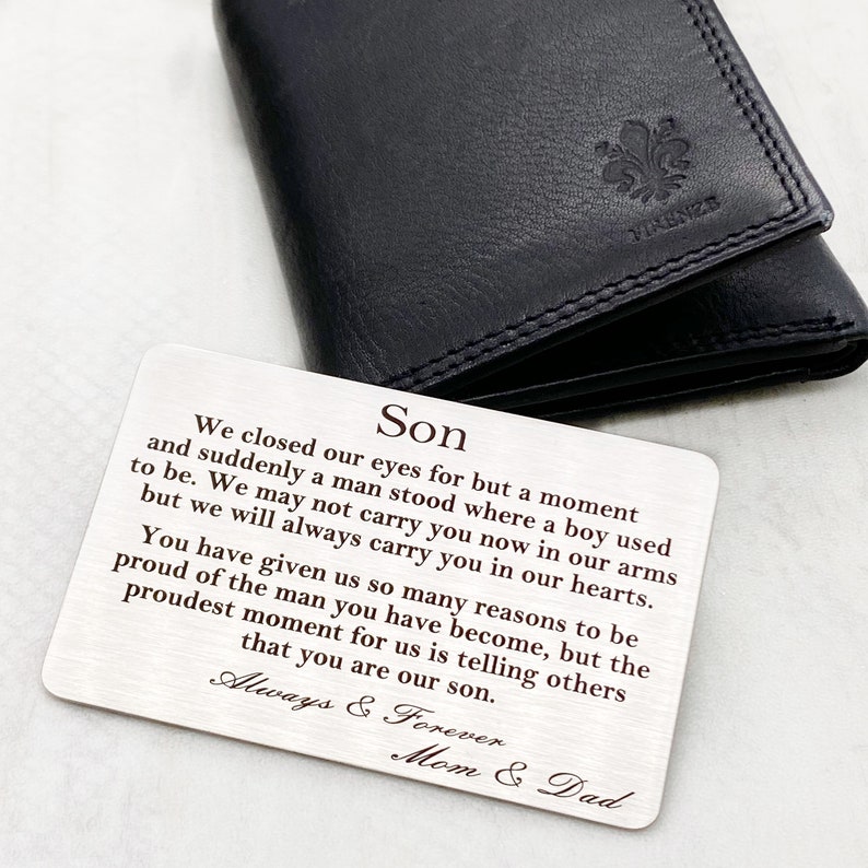 Silver Engraved Wallet Card Personalized Gift for Son - Etsy