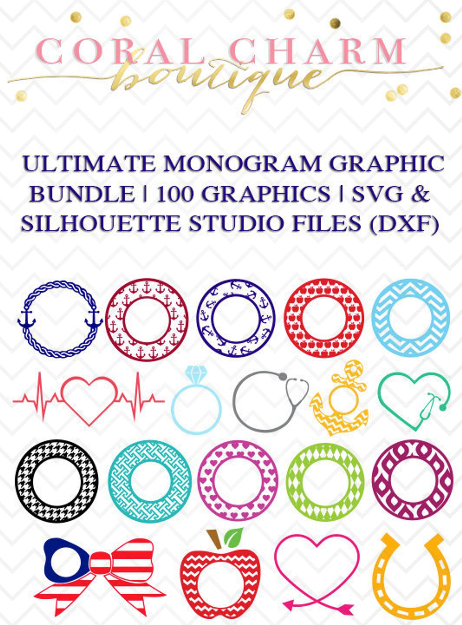 100 Monogram Graphics Ultimate Monogram Graphic Bundle | Etsy
