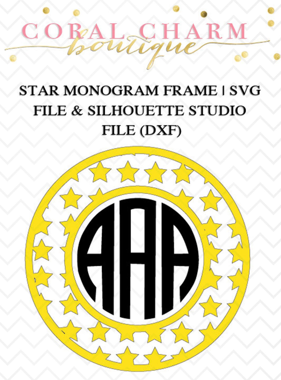 Star Monogram Frame File for Cutting Machines SVG and Silhouette Studio ...