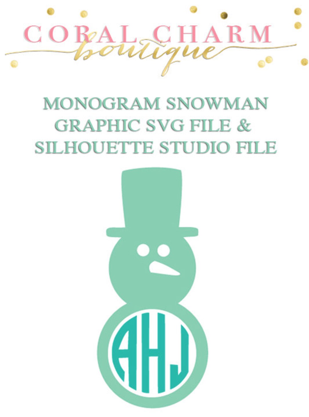 Monogram Snowman File for Cutting Machines SVG and - Etsy