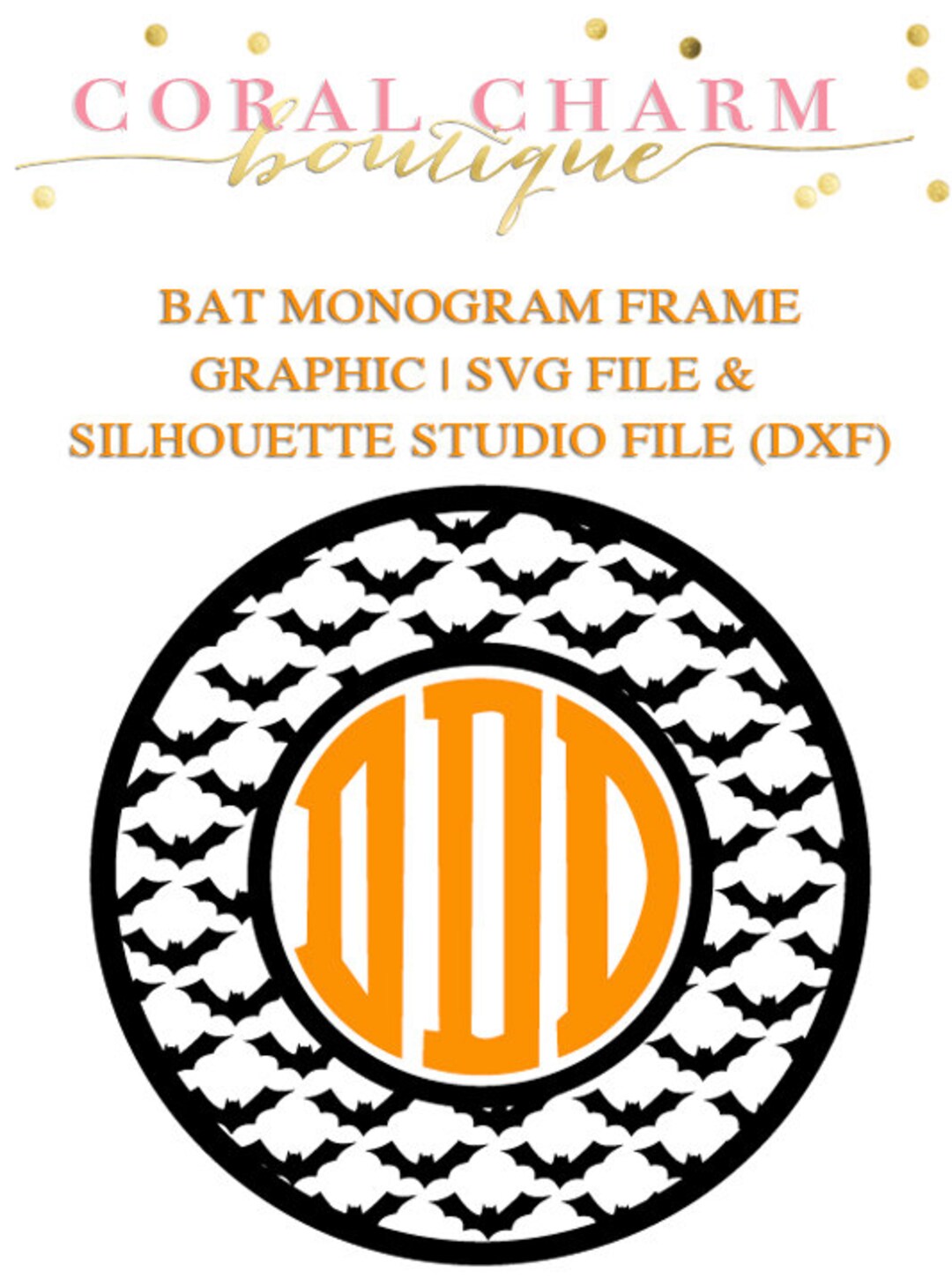 Bat Monogram Frame File for Cutting Machines | SVG and Silhouette ...