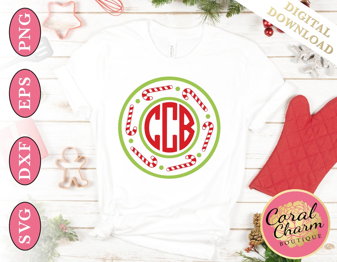Candy Cane Monogram Frame Digital Download SVG Dxf Eps - Etsy