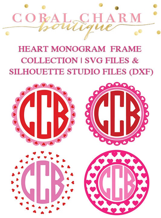 Heart Monogram Frame Collection for Cutting Machines SVG and | Etsy