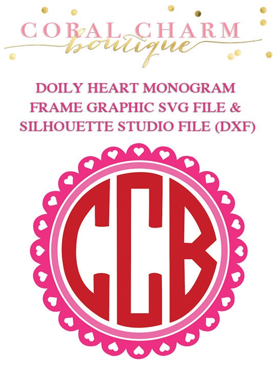 Heart Monogram Frame Collection for Cutting Machines SVG and | Etsy