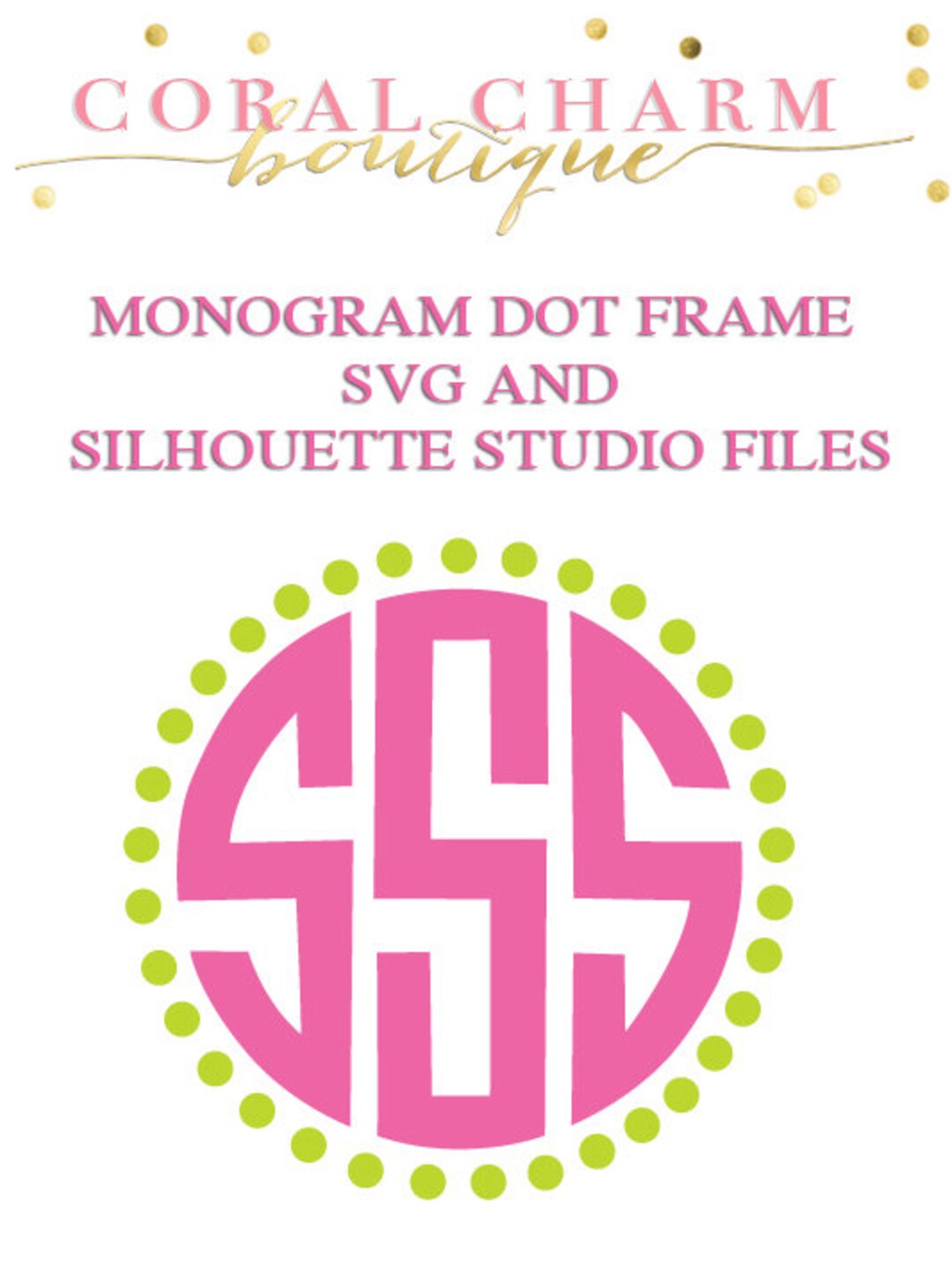 Dot Monogram Frame File for Cutting Machines SVG and Silhouette Studio ...
