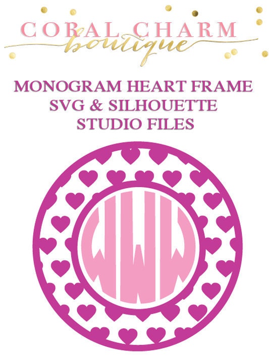 Heart Monogram Frame Collection for Cutting Machines SVG and | Etsy