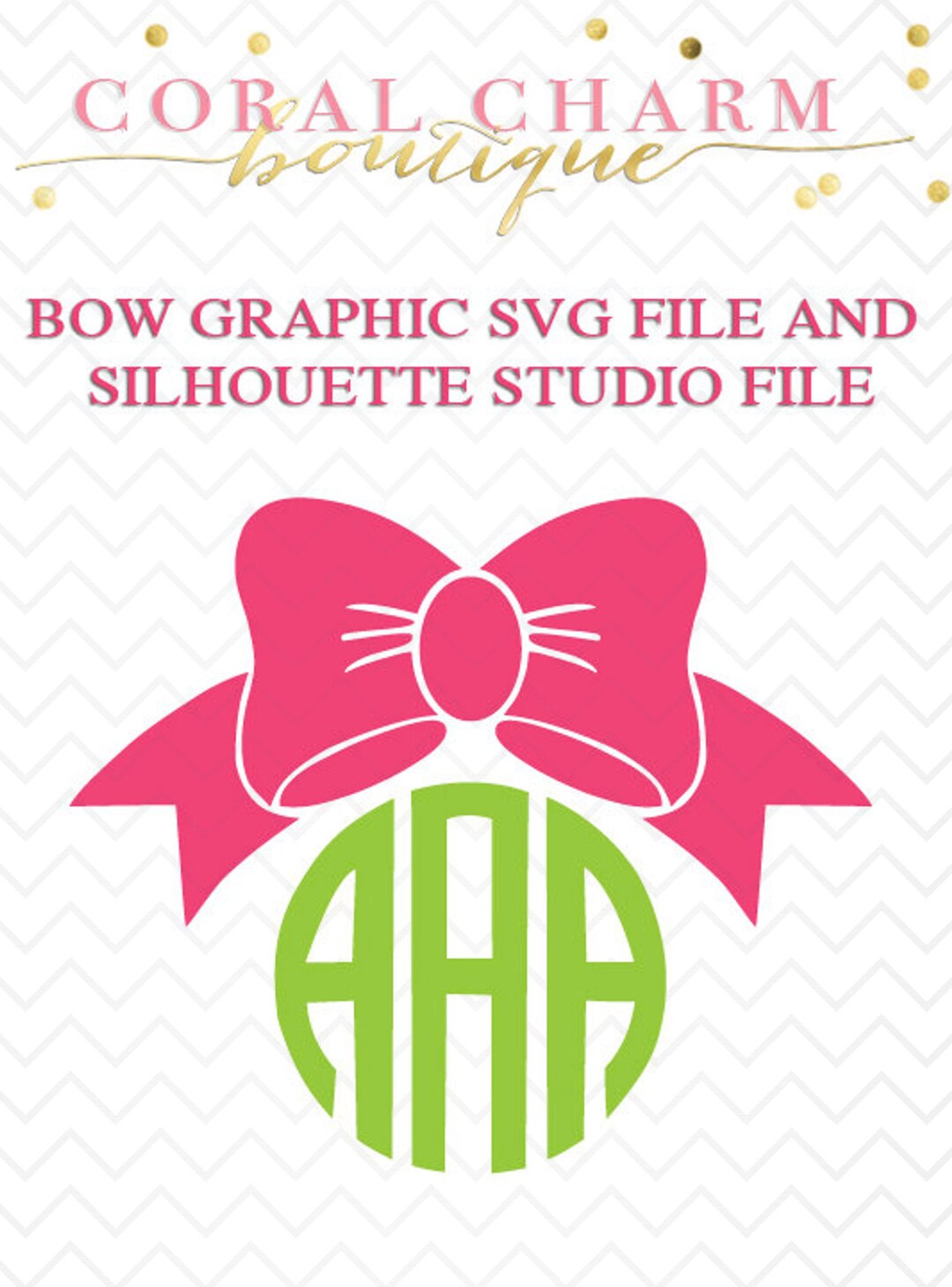 Monogram Bow File for Cutting Machines | SVG and Silhouette Studio (DXF ...