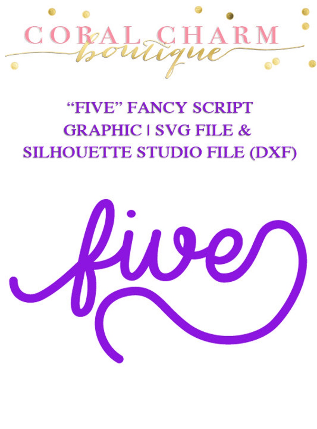 Fancy Script five Graphic File for Cutting Machines SVG and Silhouette ...