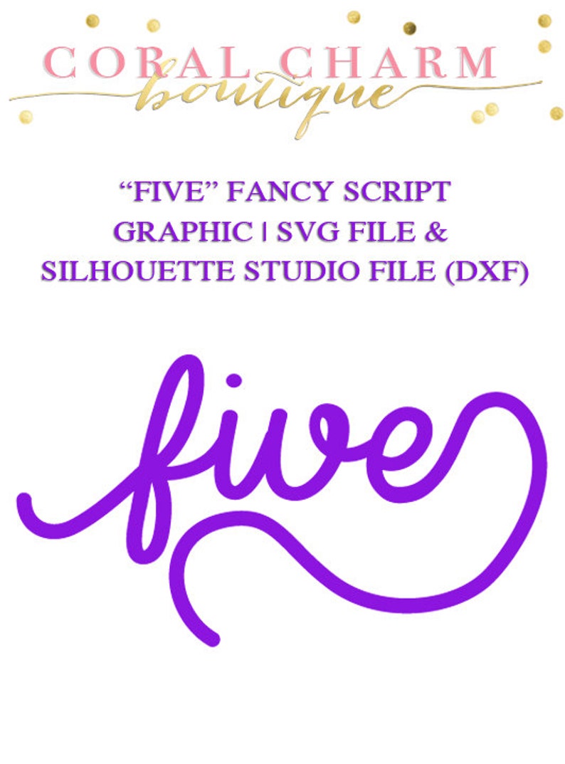 Fancy Script five Graphic File for Cutting | Etsy