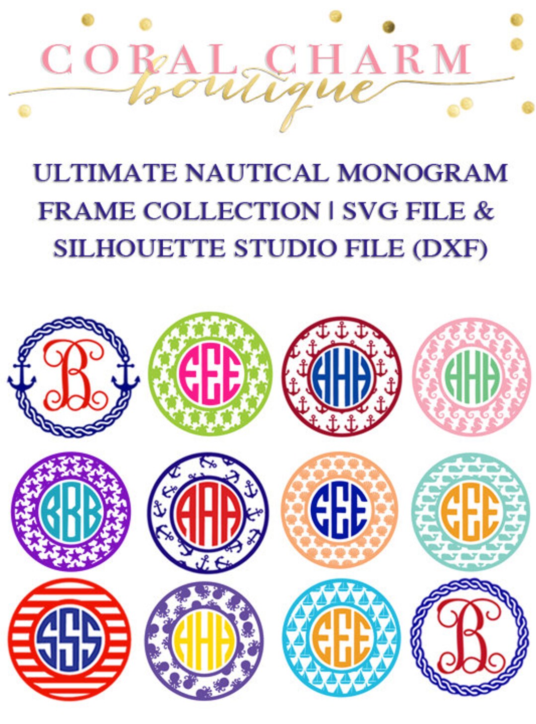 Ultimate Nautical Monogram Frame Collection for Cutting Machines SVG ...