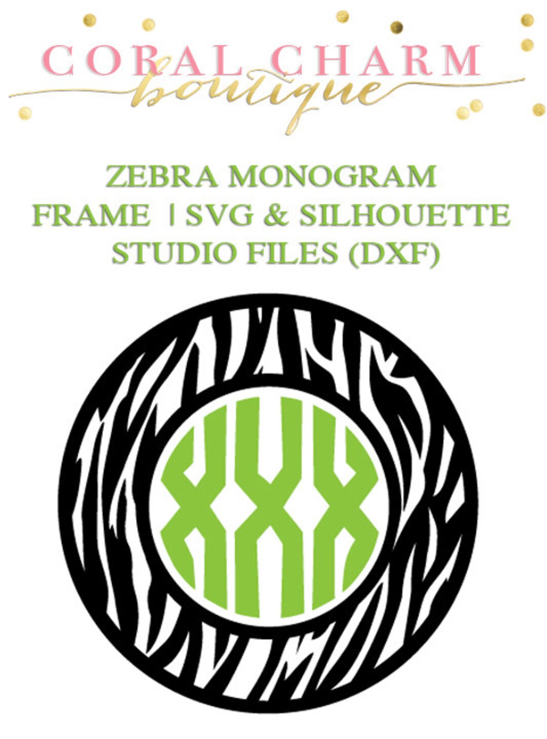 Zebra Monogram Frame File for Cutting Machines SVG and - Etsy