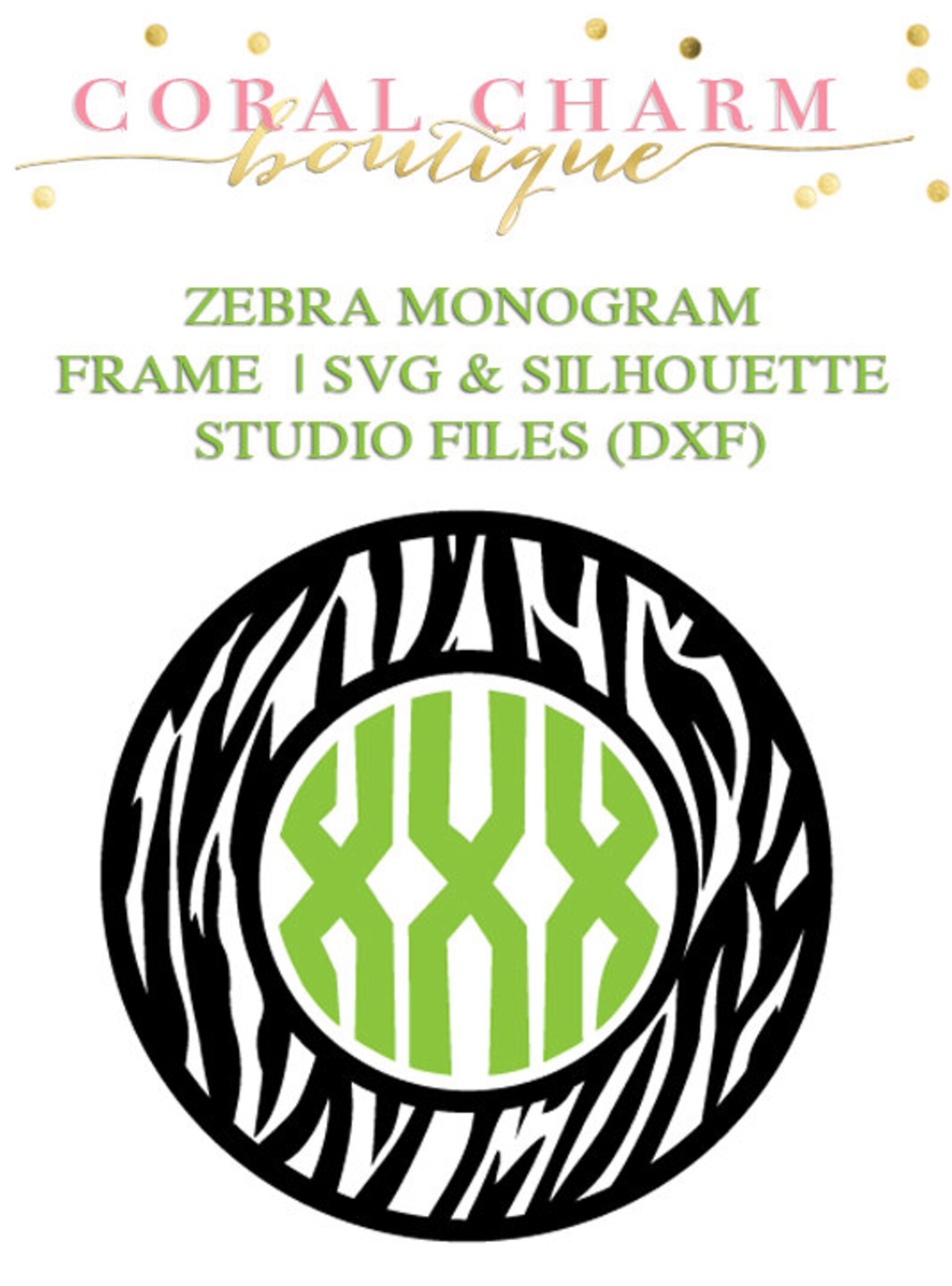 Zebra Monogram Frame File for Cutting Machines SVG and | Etsy