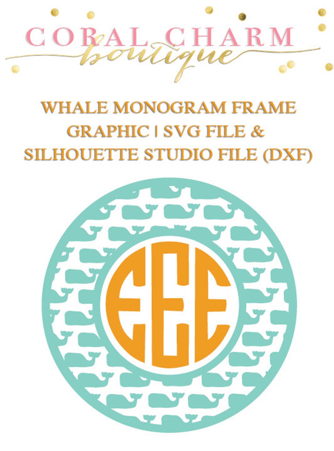 Whale Monogram Frame File for Cutting Machines | SVG and Silhouette ...