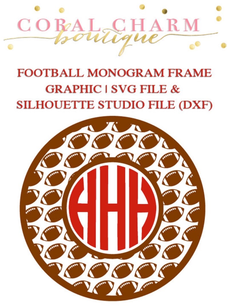Football Monogram Frame File for Cutting Machines SVG and - Etsy