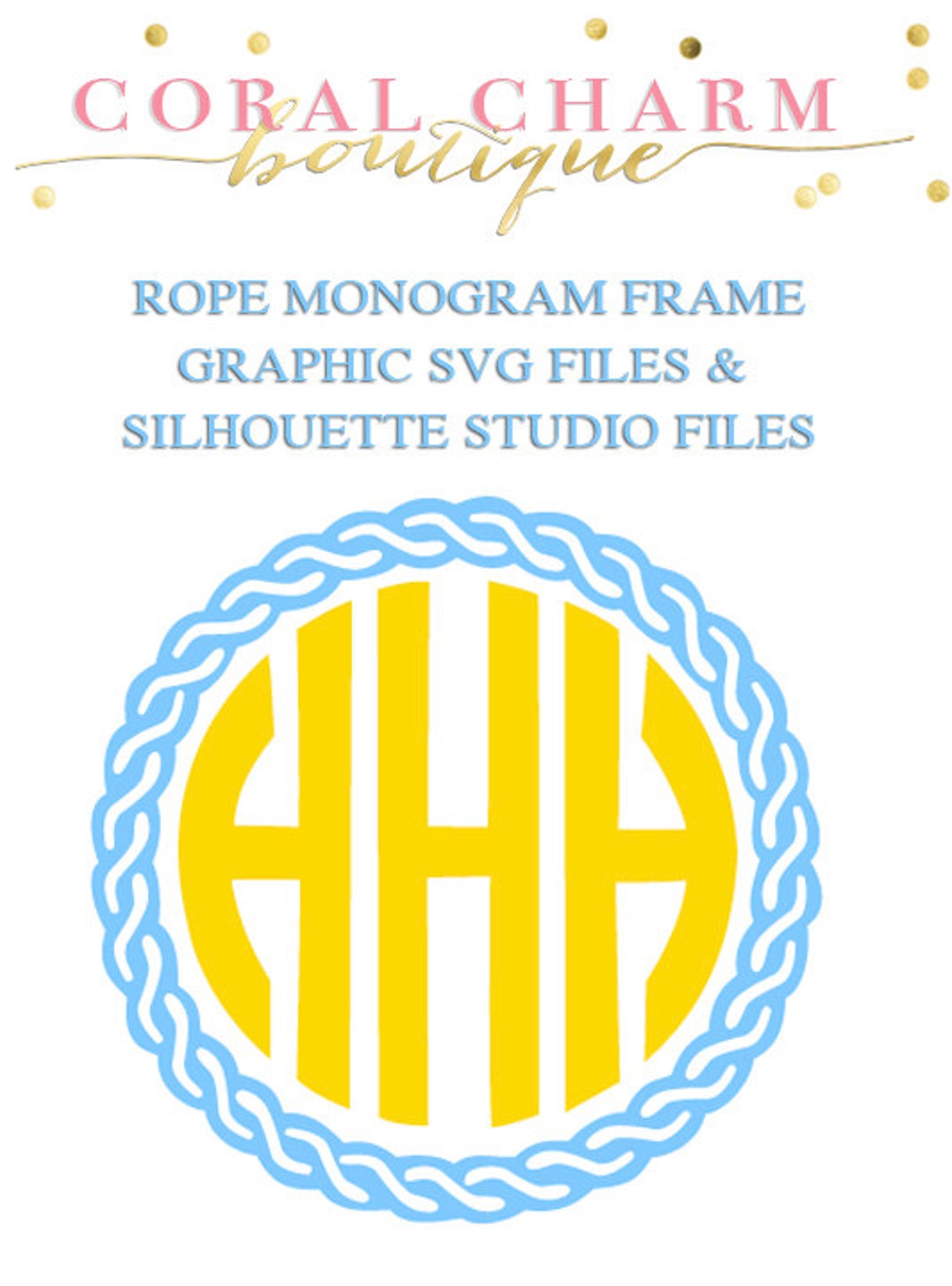Rope Monogram Frame File for Cutting Machines | SVG and Silhouette ...