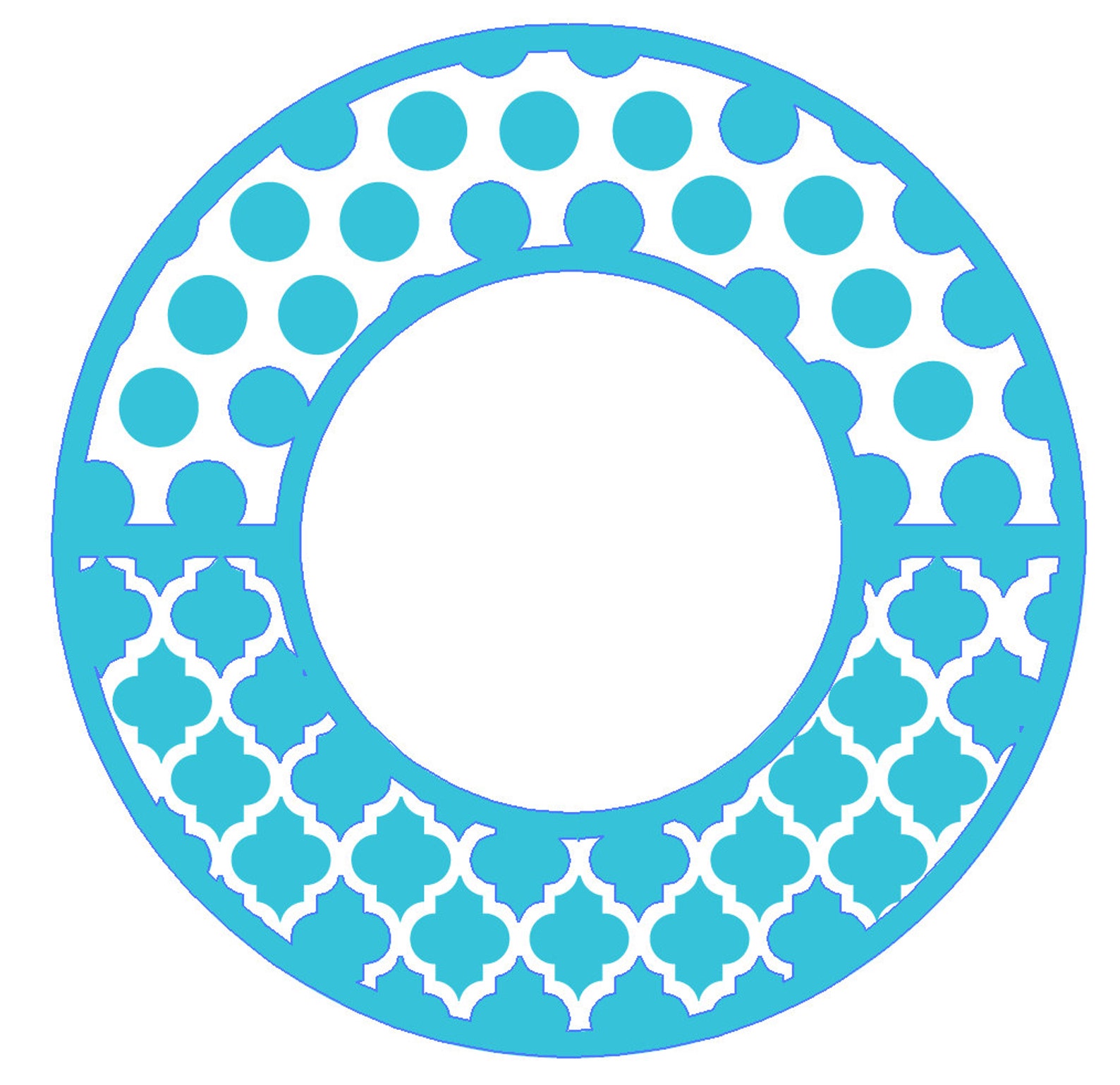 Quatrefoil & Polka Dot Monogram Frame File for Cutting | Etsy