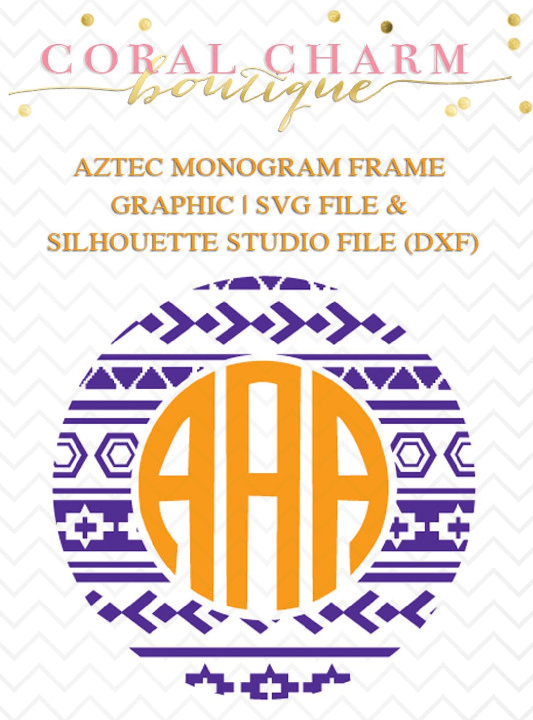 Aztec Monogram Frame File for Cutting Machines SVG and Silhouette ...