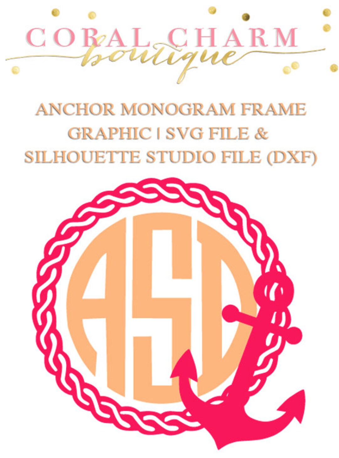 Anchor Rope Monogram Frame File for Cutting Machines SVG and - Etsy