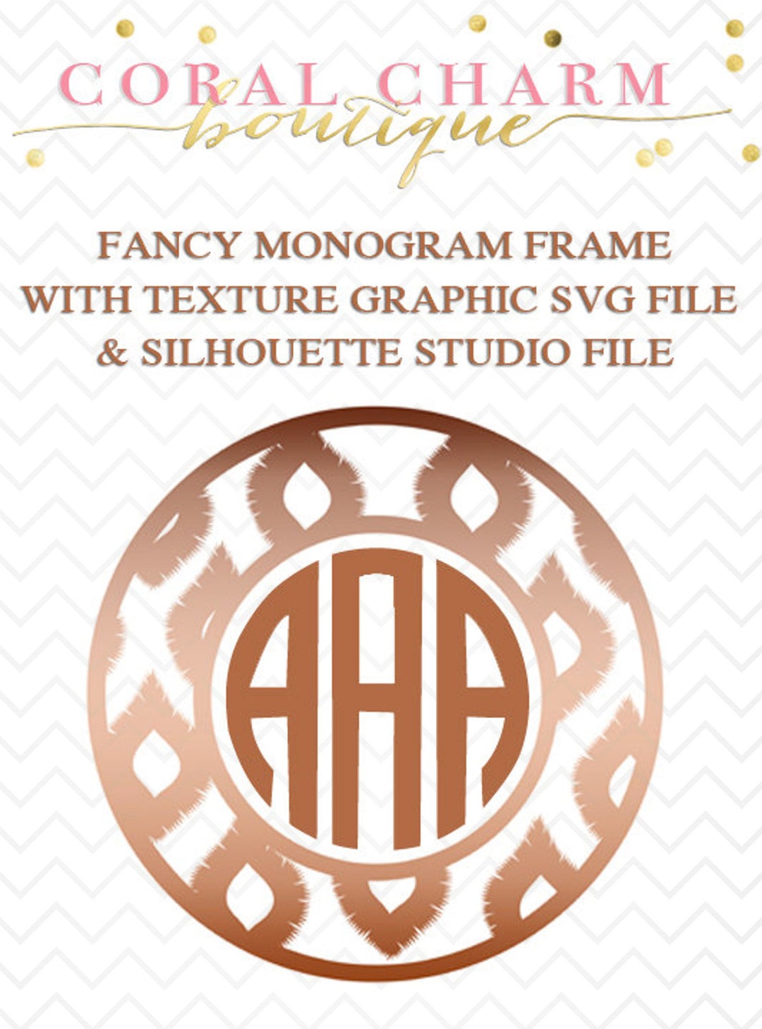 Fancy Monogram Frame with Texture File for Cutting Machines SVG and ...