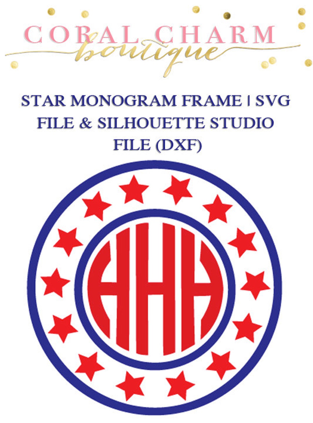 Star Monogram Frame File for Cutting Machines SVG and Silhouette Studio ...