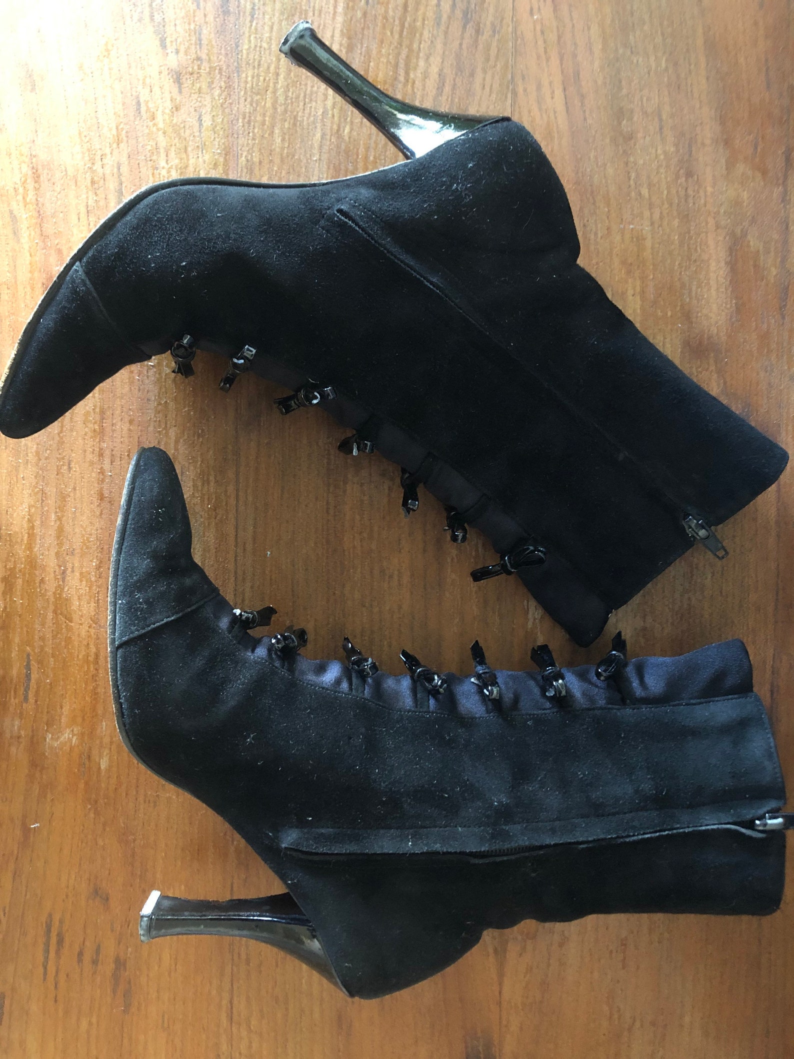 Victorian Style Romantic Goth Halloweenblack Pointy Witchy Heeled Boots ...