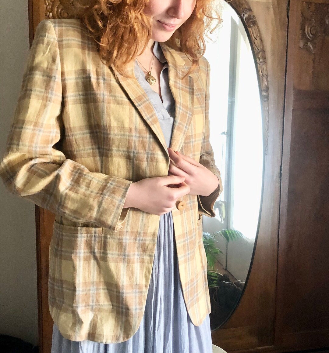 Vintage Linen Blazer | Coastal Grandmother 1990s Jacket| Chic Tailored ...