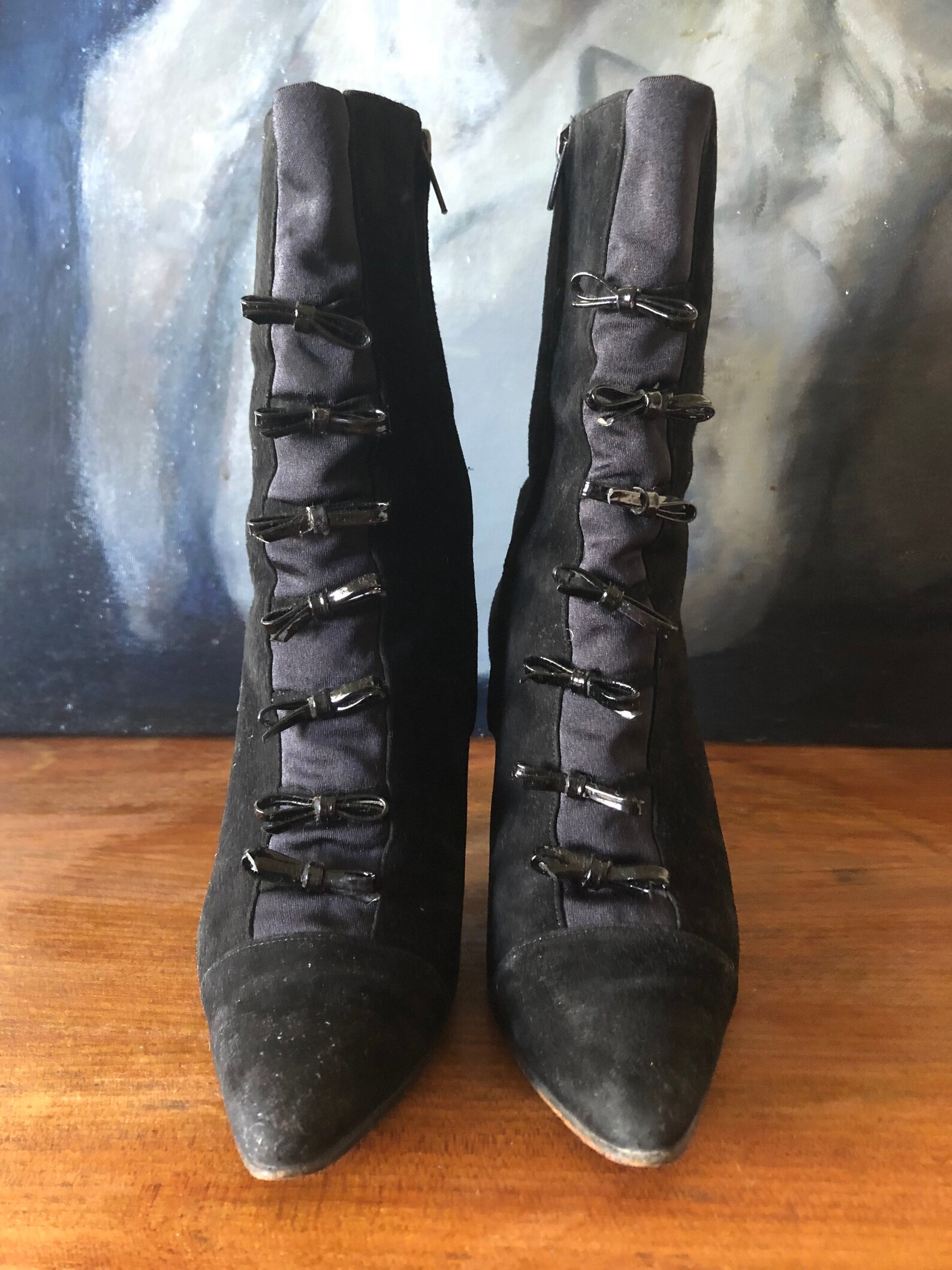 Victorian Style Romantic Goth Halloweenblack Pointy Witchy Heeled Boots ...