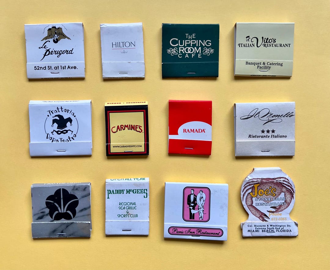 Vintage Matchbook Collection - Set of 12 Assorted Retro Designs - Etsy