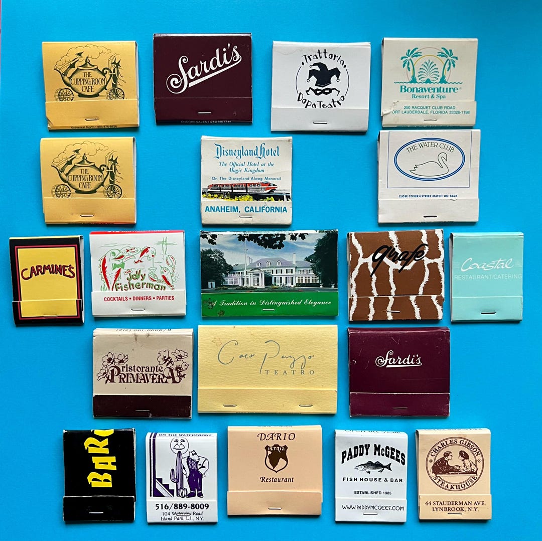 Vintage Matchbook Collection - Set of 20 Assorted Retro Designs - Many ...