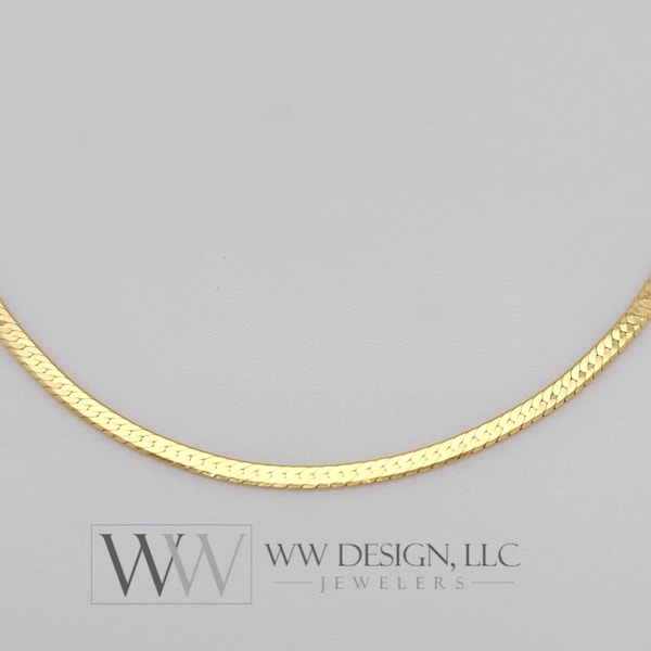 14k Gold Herringbone Necklace - Etsy