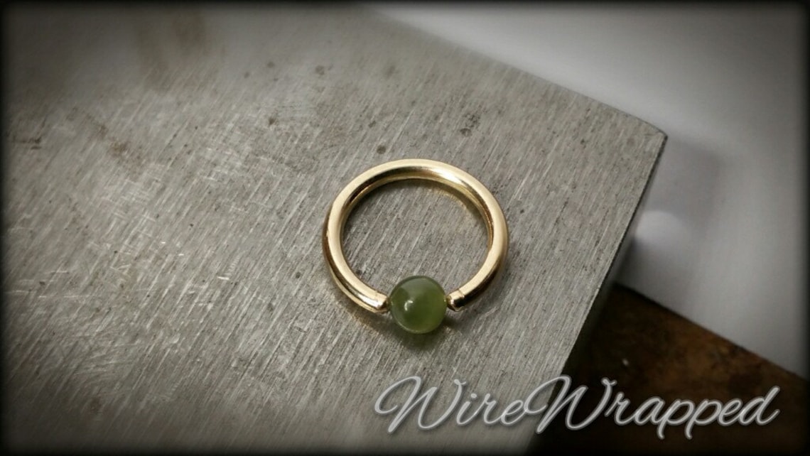 Captive Bead JADE Stone Navel Belly Ring/ Septum Hoop VARIETY - Etsy