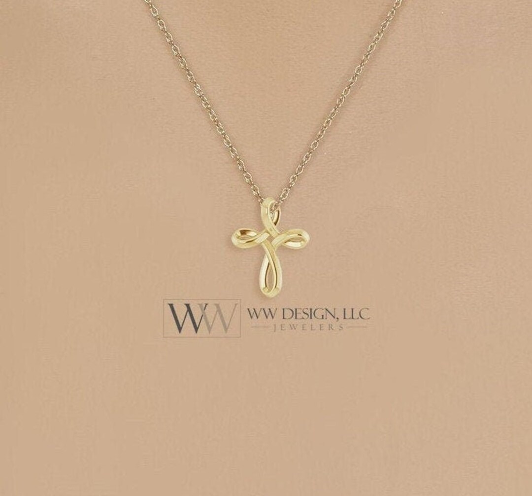 Minimalist CROSS Necklace - 14k SOLID Gold (Y, W, R), Platinum or ...
