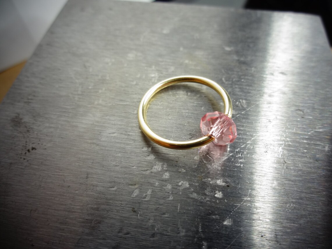 Captive Bead Ring Made With PINK Swarovski Crystal VARIETY - Etsy