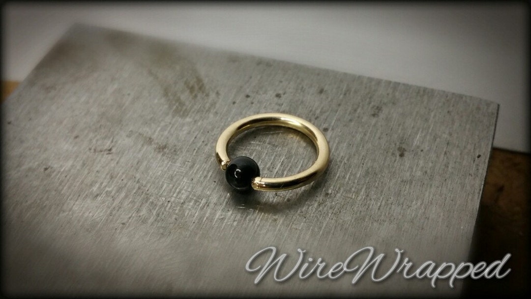 Captive Bead ONYX SMOOTH Navel Belly Ring/ Septum Hoop VARIETY Black ...