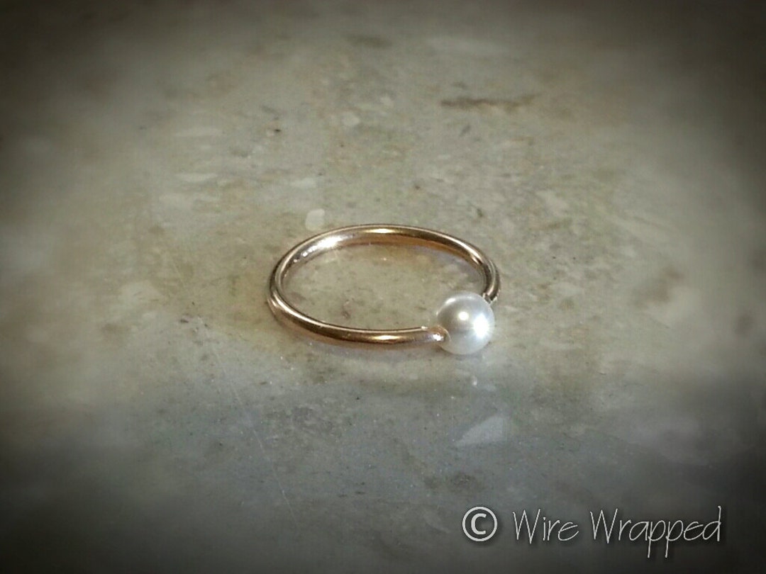 Captive Bead Grade A Freshwater Pearl Navel Belly Ring / Septum Hoop ...