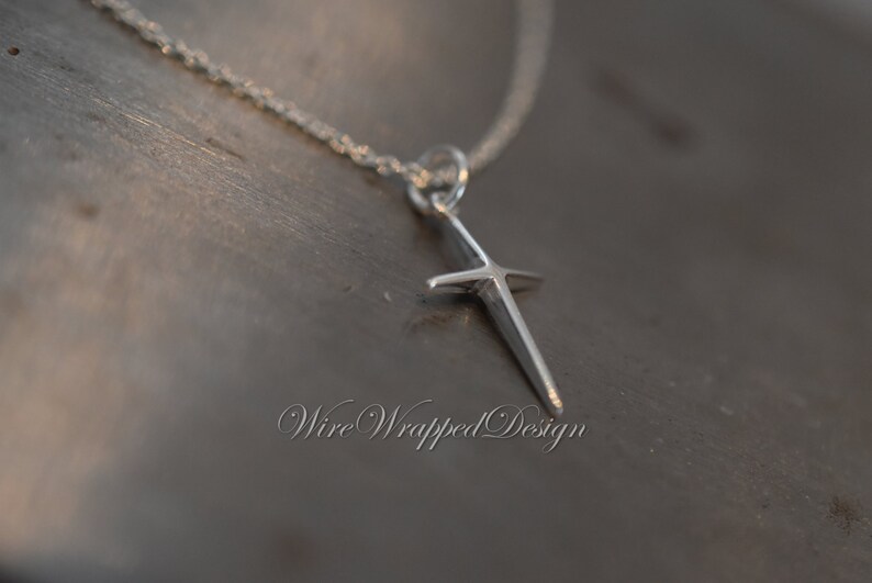 CROSS Necklace 925 Sterling Silver Taper Small Cross - Etsy