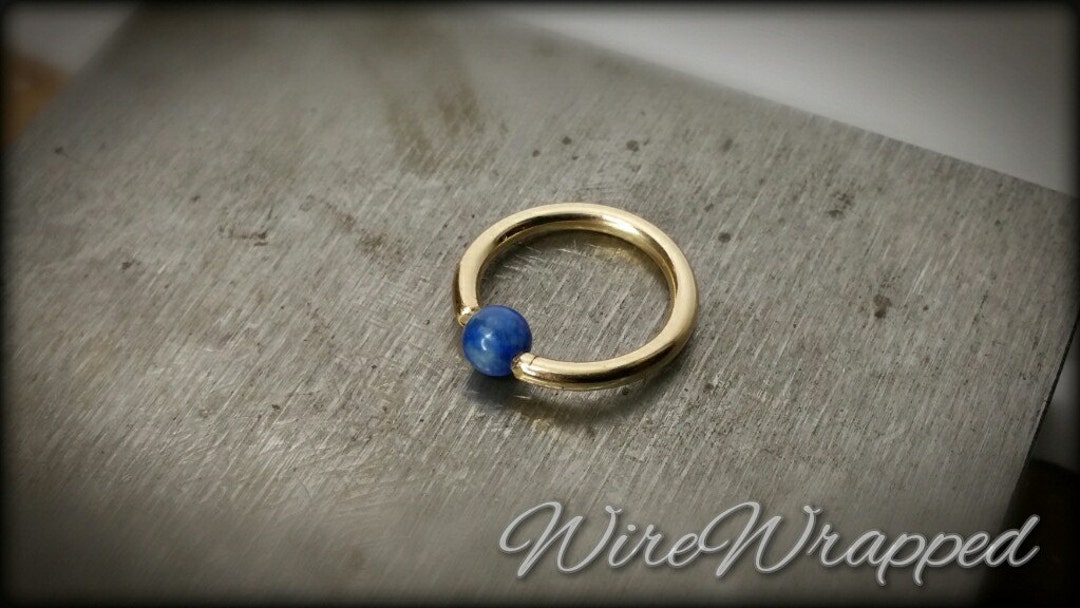 Captive Bead LAPIS Stone Navel Belly Ring/ Septum Hoop VARIETY Blue ...