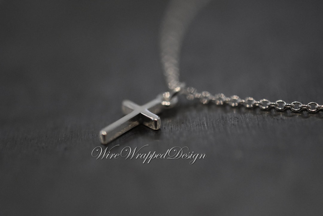 Tiny CROSS Necklace 925 Sterling Silver Very Small Cross Necklace ...