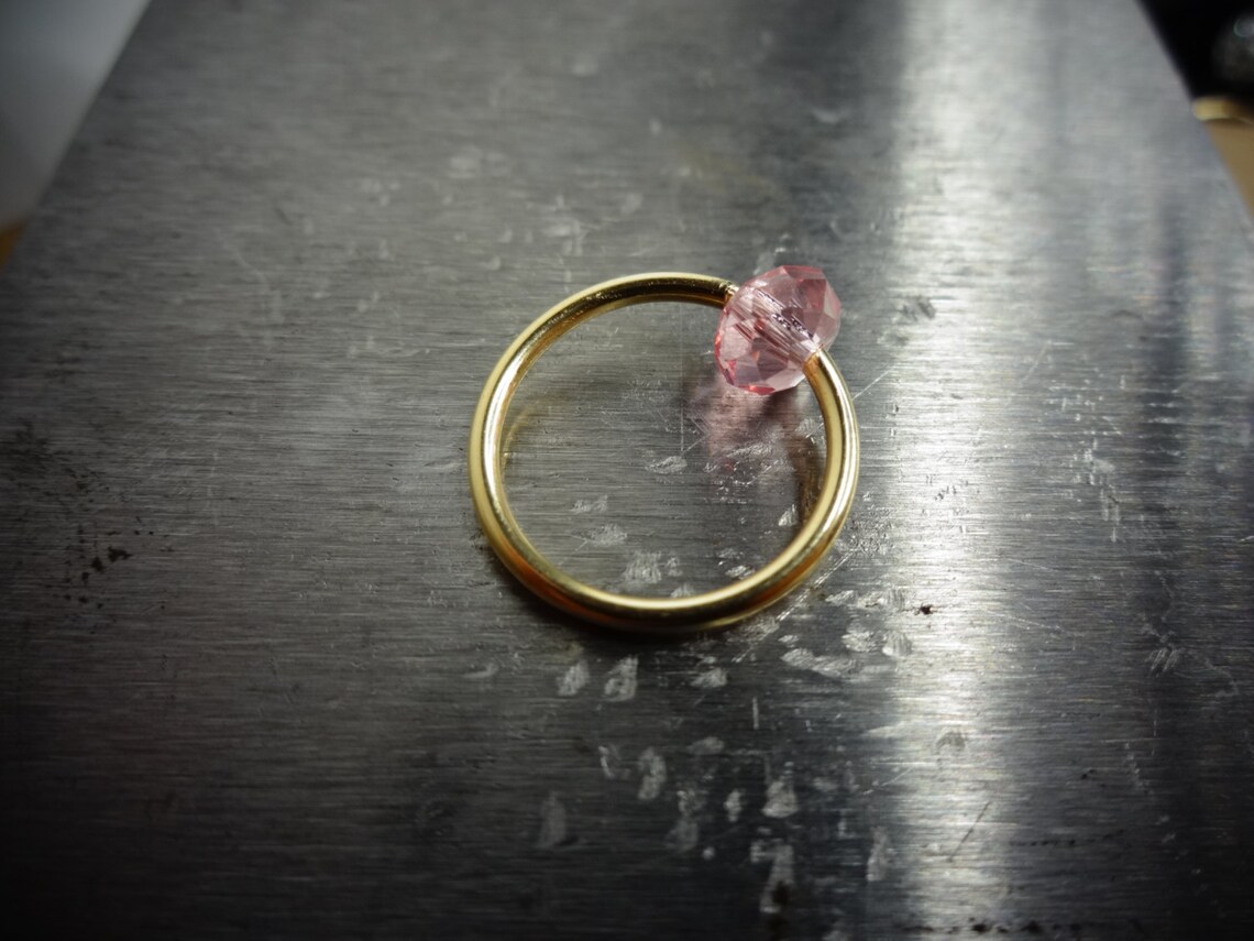 Captive Bead Ring Made With PINK Swarovski Crystal VARIETY - Etsy