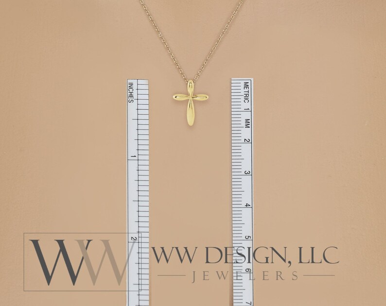 Minimalist CROSS Necklace - 14k SOLID Gold (Y, W, R), Platinum or ...